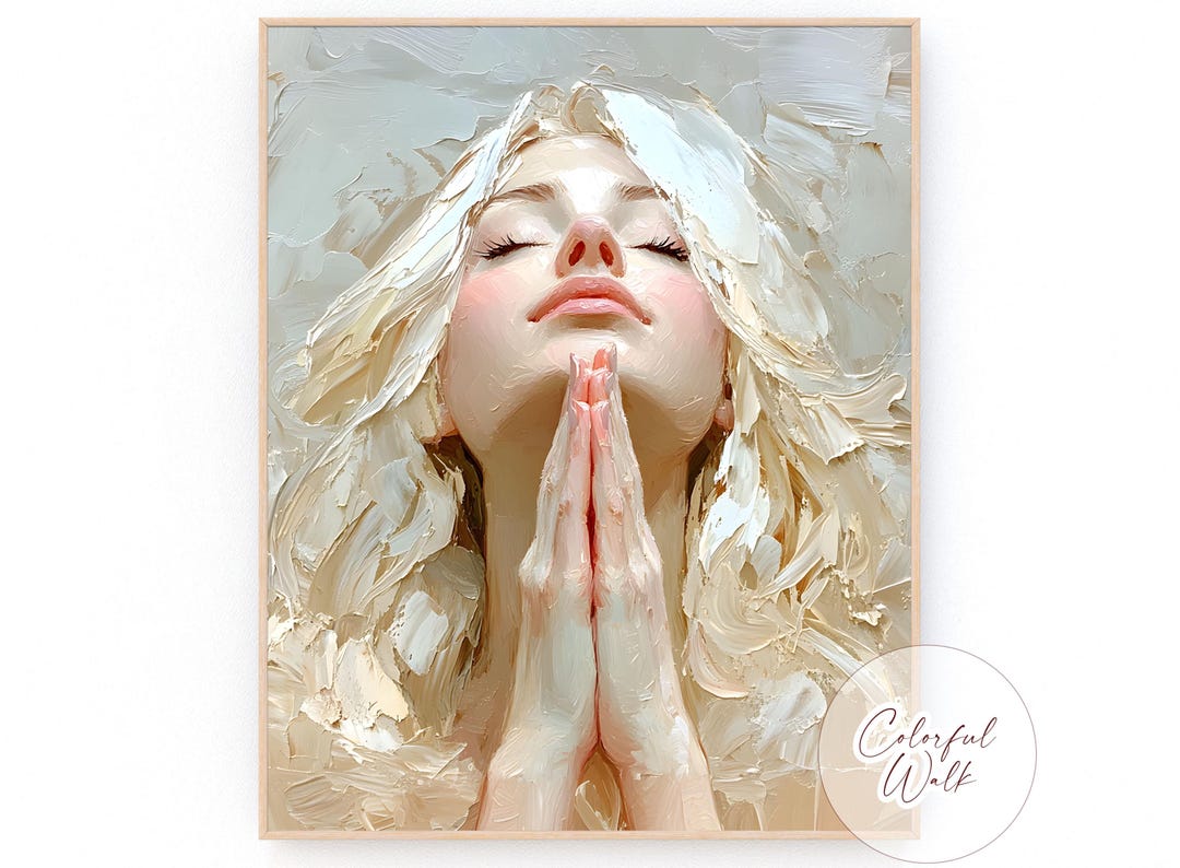 Woman Praying, Calmful Art, Religious Decorative Print, Bible Verse ...