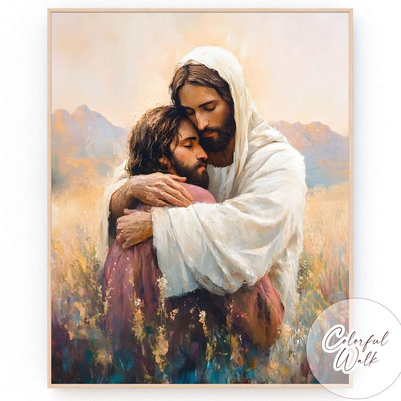 Jesus Hugging Man - Etsy