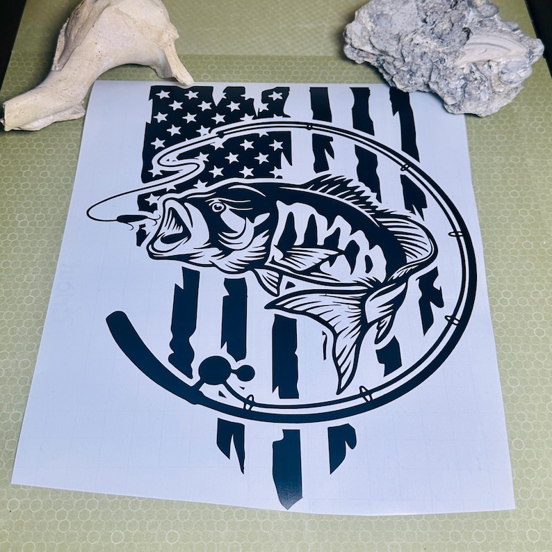 American Flag Bass Fishing Window Decal Sticker - Etsy