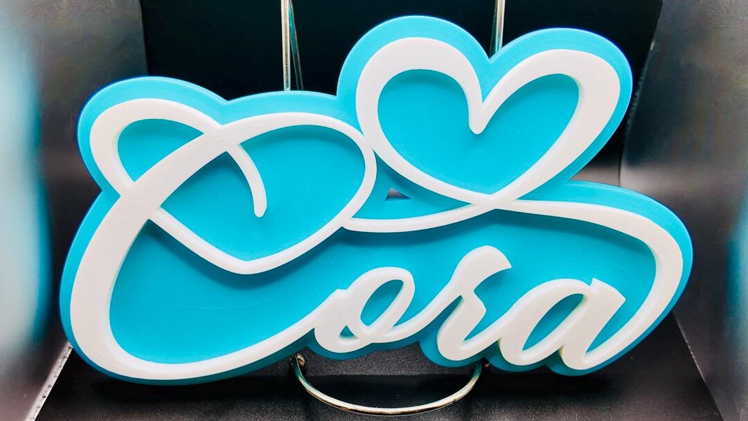 Double Heart Name Plate, Door Sign, Wall Art, Multicolor 3d - Etsy