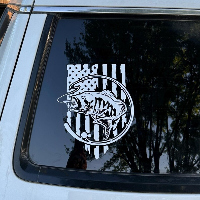American Flag Bass Fishing Window Decal Sticker - Etsy