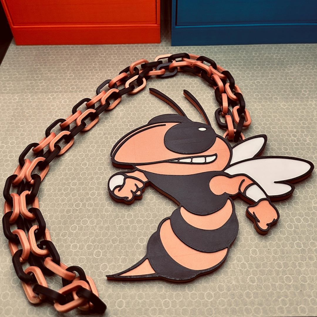 Yellowjacket Mascot Pendant With Chain, Black and Gold, Hype Chain ...
