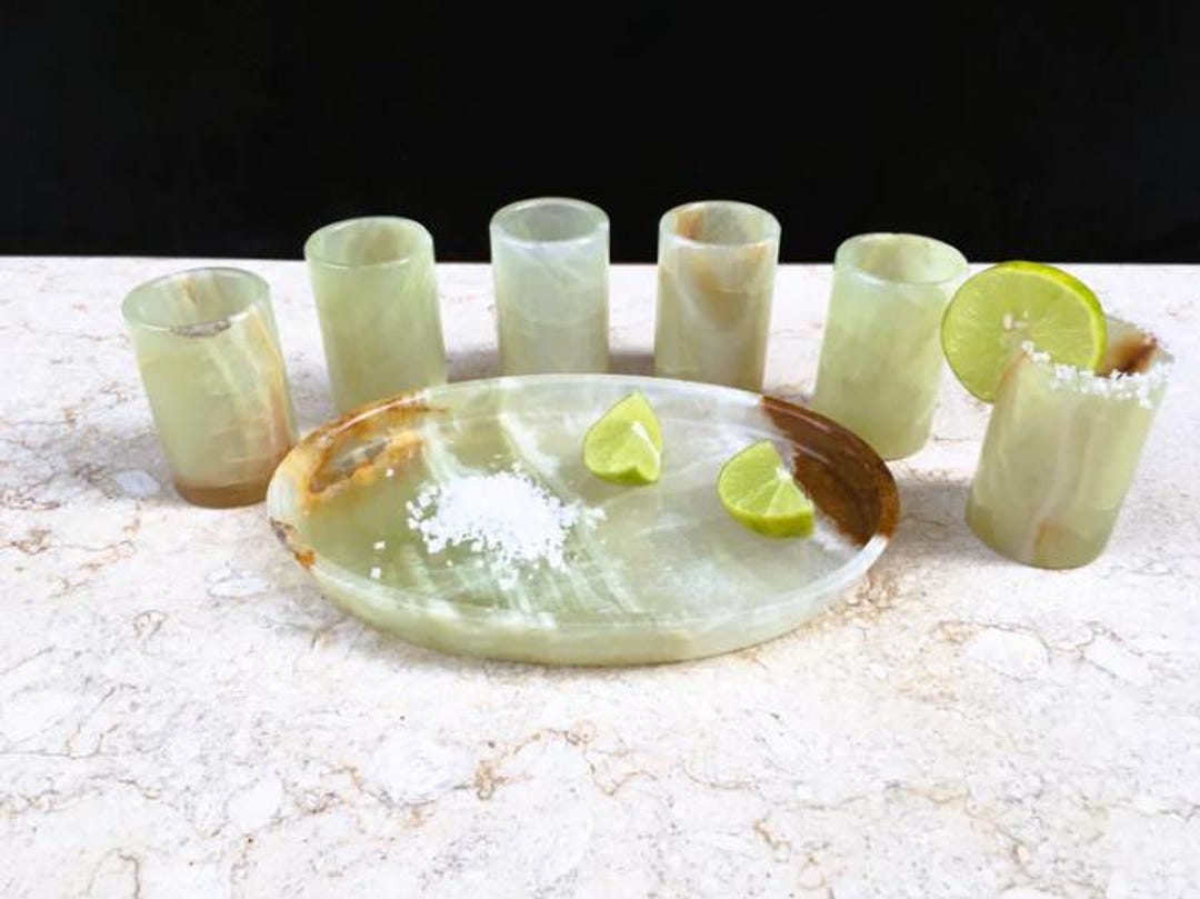 Onyx Stone Shot Glasses Set of Six With Tray - Etsy
