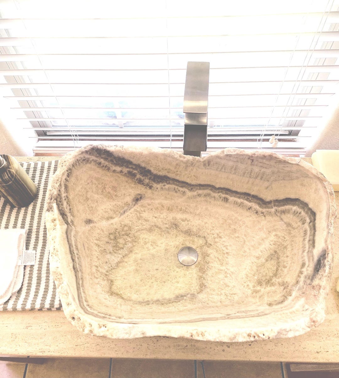 Bathroom Luxury Stone Sink Rustic - Unique Natural Calcite Basin for ...