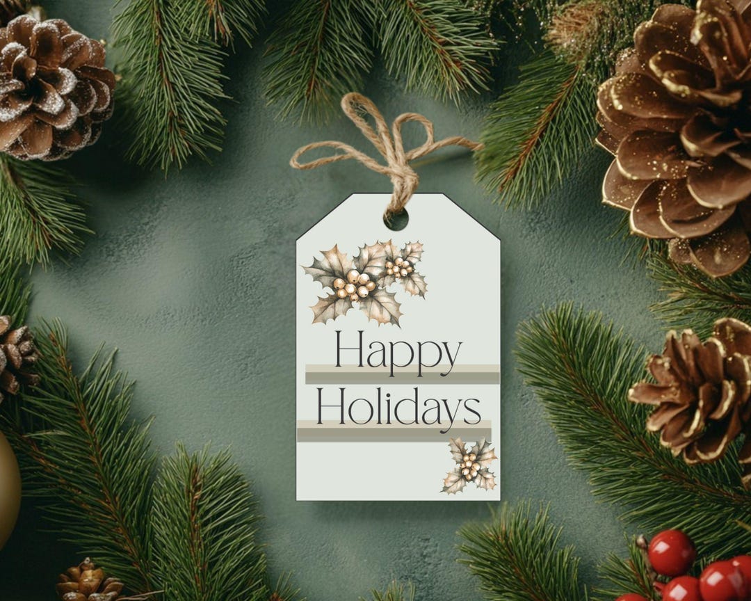 Printable Christmas Gift Tag, Happy Holidays Gift Tags, Gift Tags PDF ...