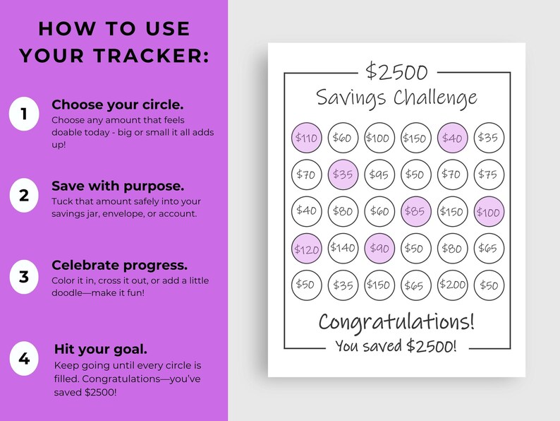 2500 Savings Challenge, 2500 Money Tracker, Money Challenge, Pdf ...