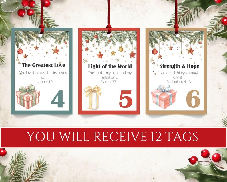 12 Days of Christmas Gift Tags | Printable Scripture Gift Tags | Bible ...