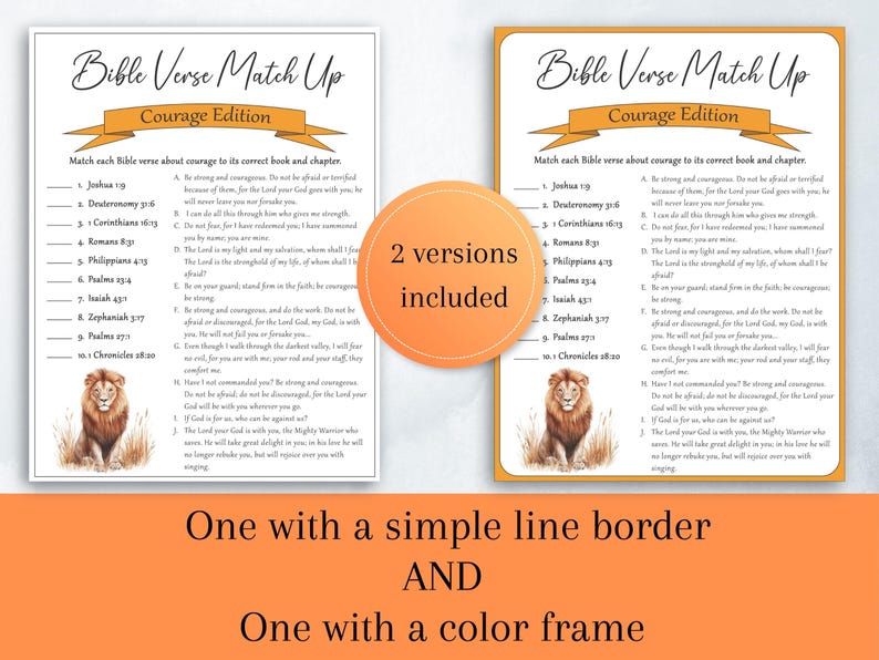 Courage Bible Verse Match, Scripture Matching Game, Bible Study ...