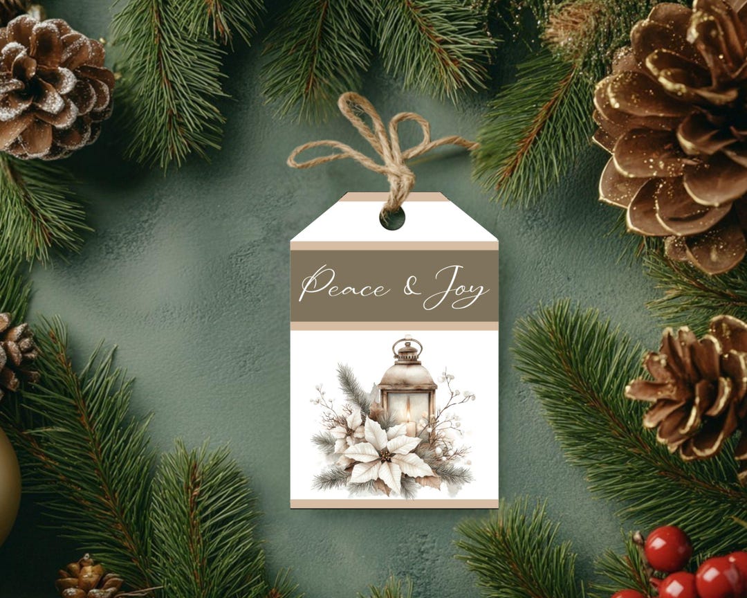 Printable Peace and Joy Gift Tag, Happy Holidays Gift Tags, Christmas ...
