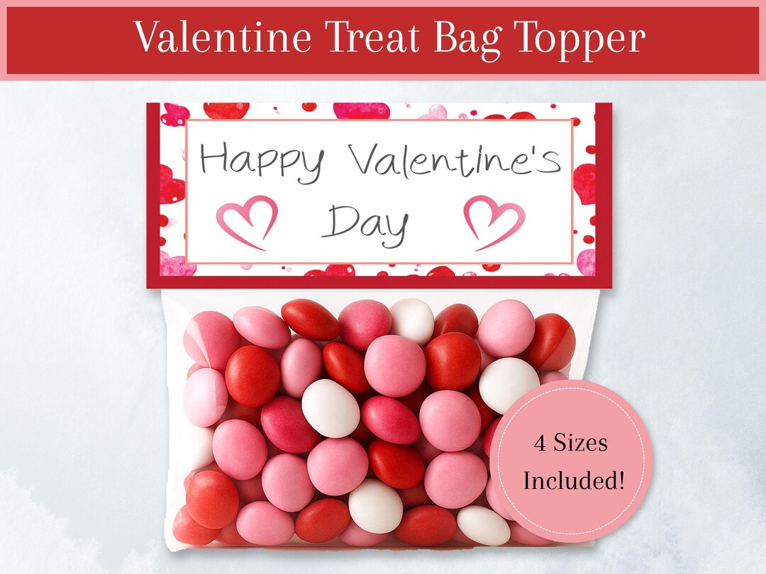 Valentine Treat Bag Topper, Valentine Class Treats, Printable Bag ...