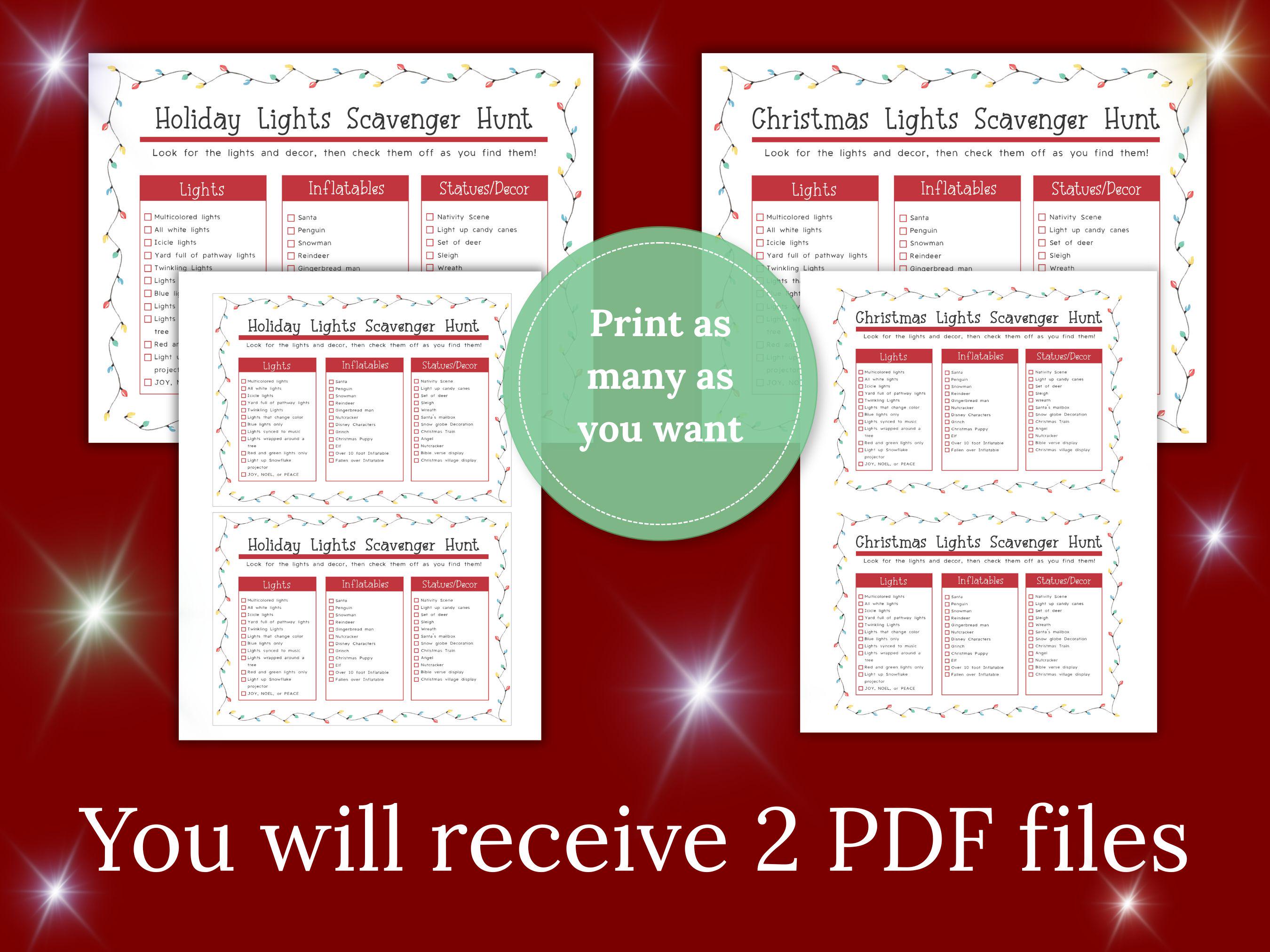 Christmas Lights Scavenger Hunt Printable, Outdoor Scavenger Hunt ...