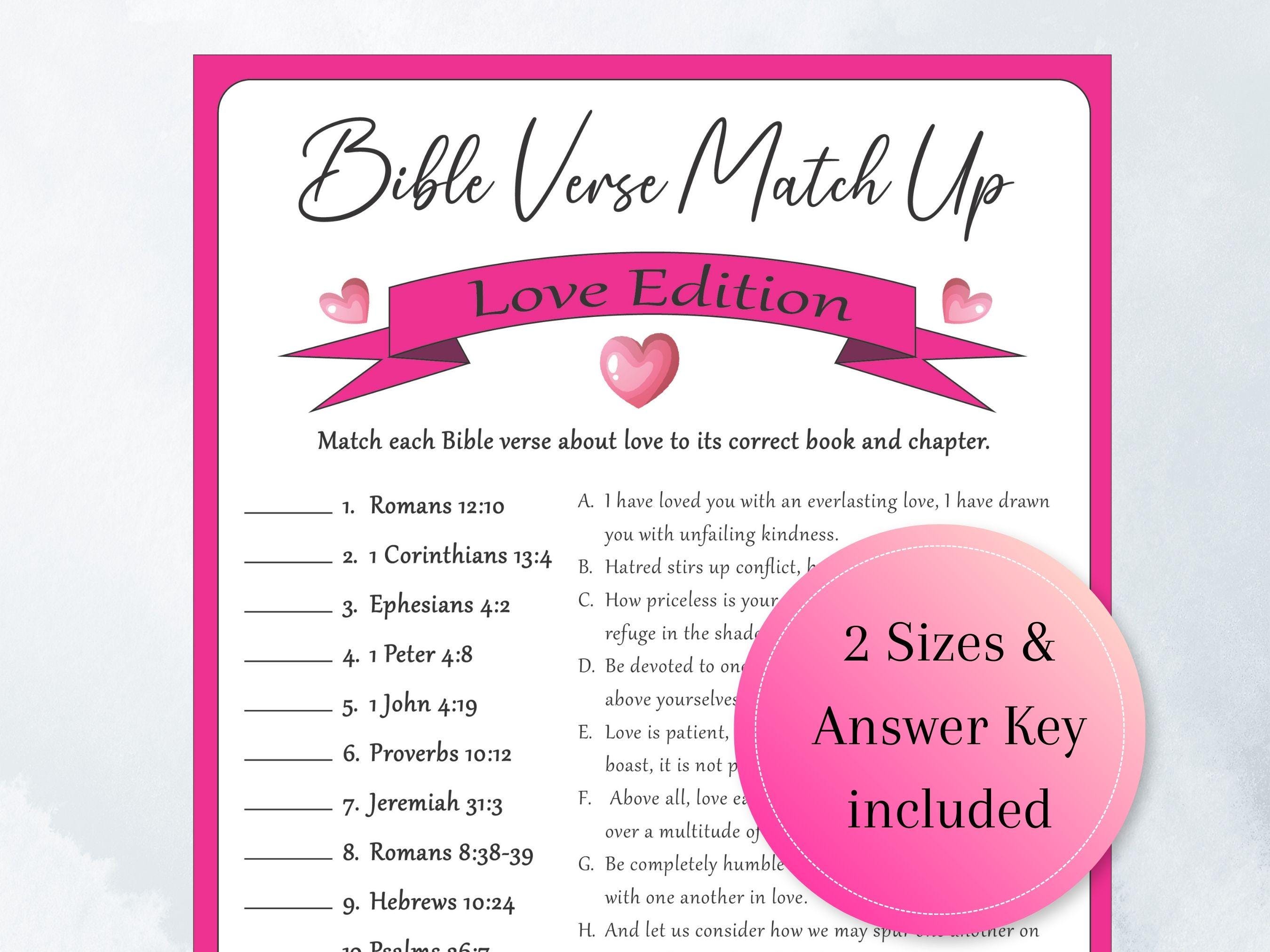 Love Bible Verse Match Up, Printable Christian Valentine's Game ...