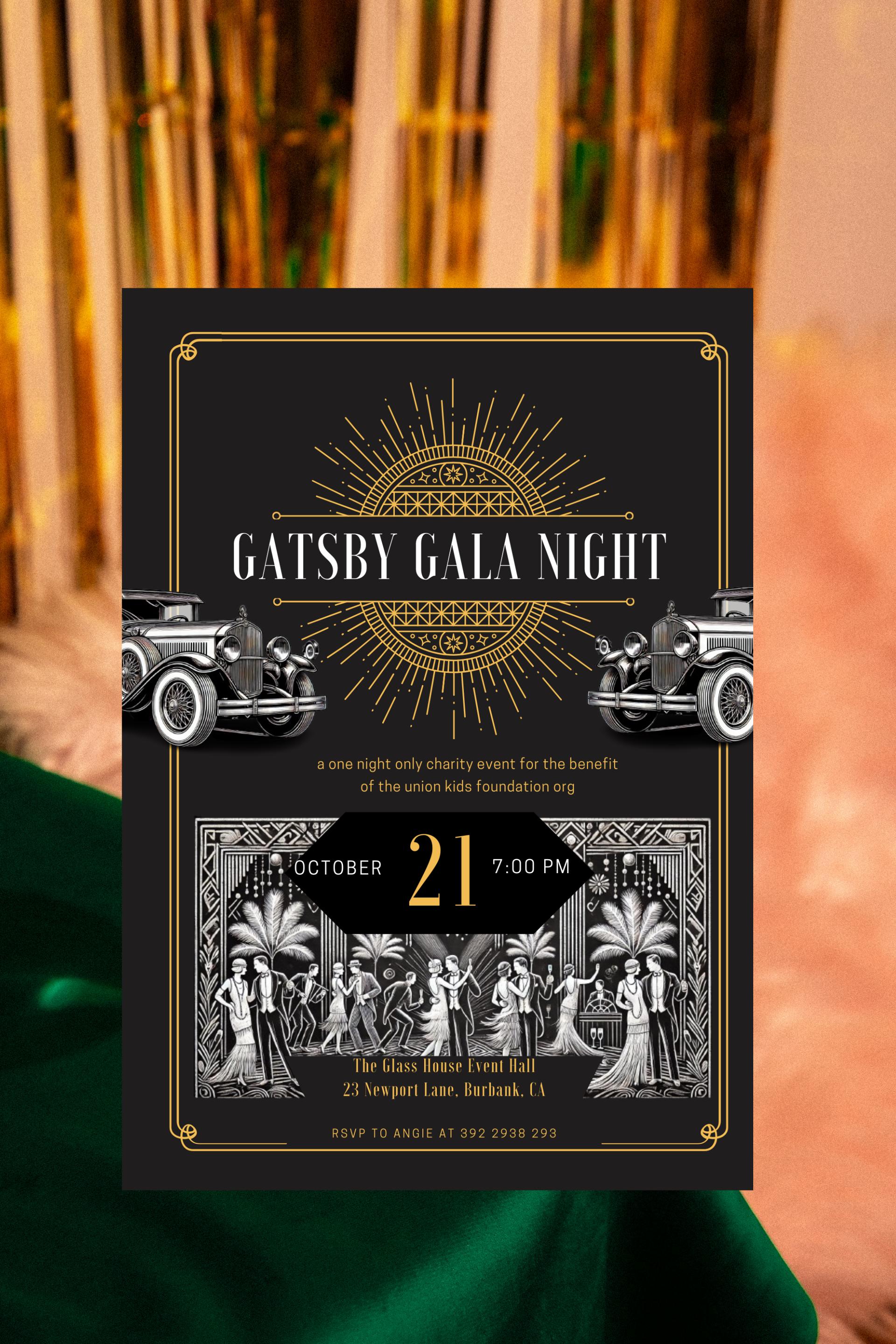 Gatsby Party Flyer Template: Art Deco Canva Design (editable) - Etsy