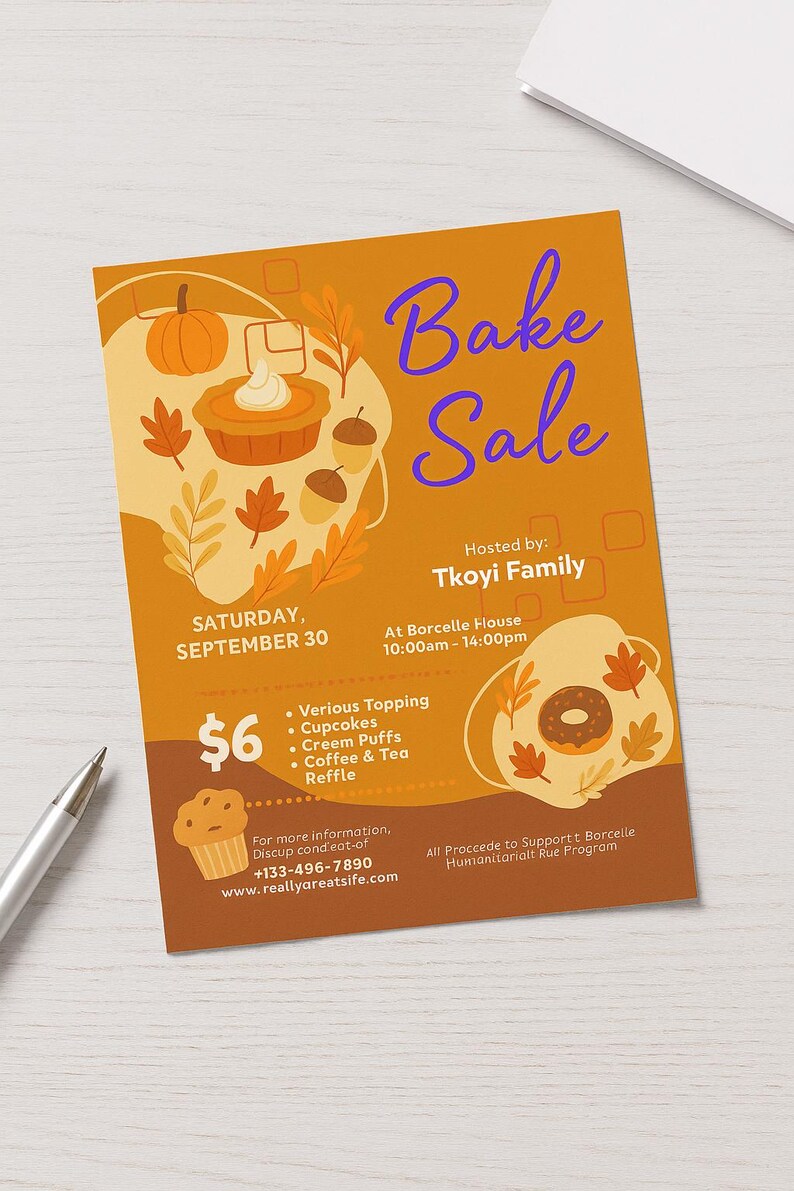 Fall Bake Flyer Template | Autumn Fundraiser (printable Digital File - Etsy