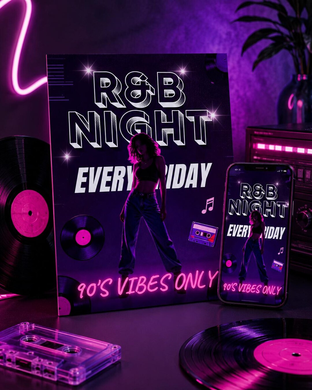 90s R&B Night Flyer Template, Throwback Party Event (digital Download ...