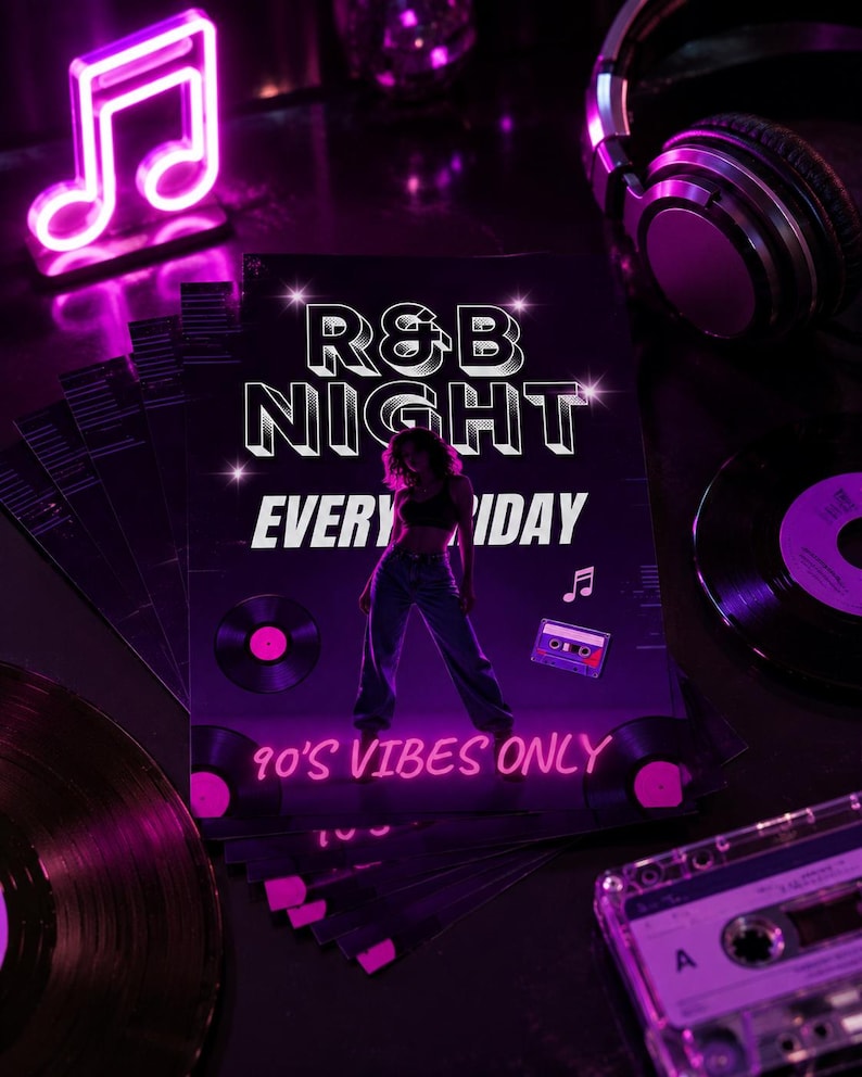 90s R&B Night Flyer Template, Throwback Party Event (digital Download ...
