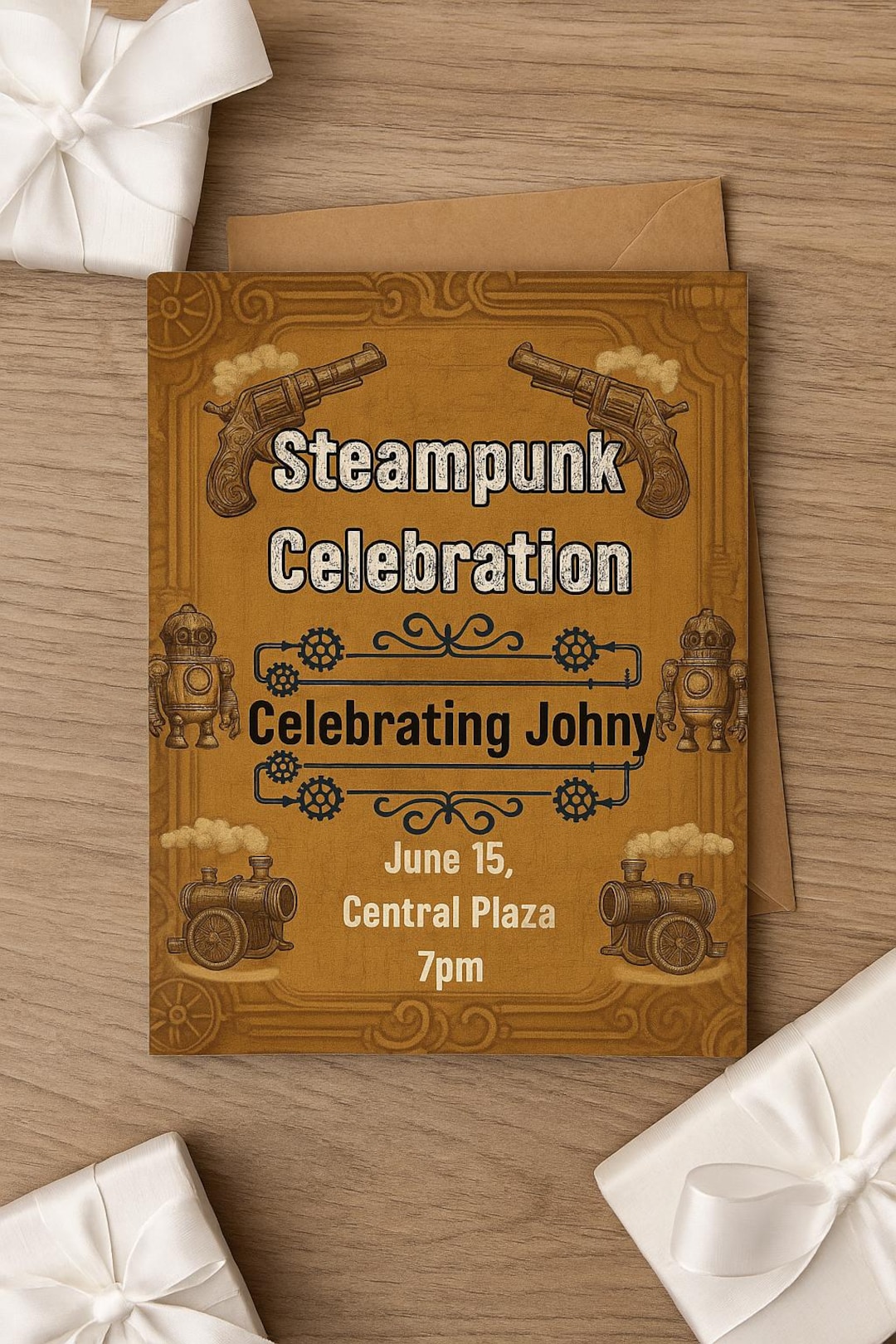 Vintage Steampunk Party Invitation: Rustic Birthday, Event Template ...