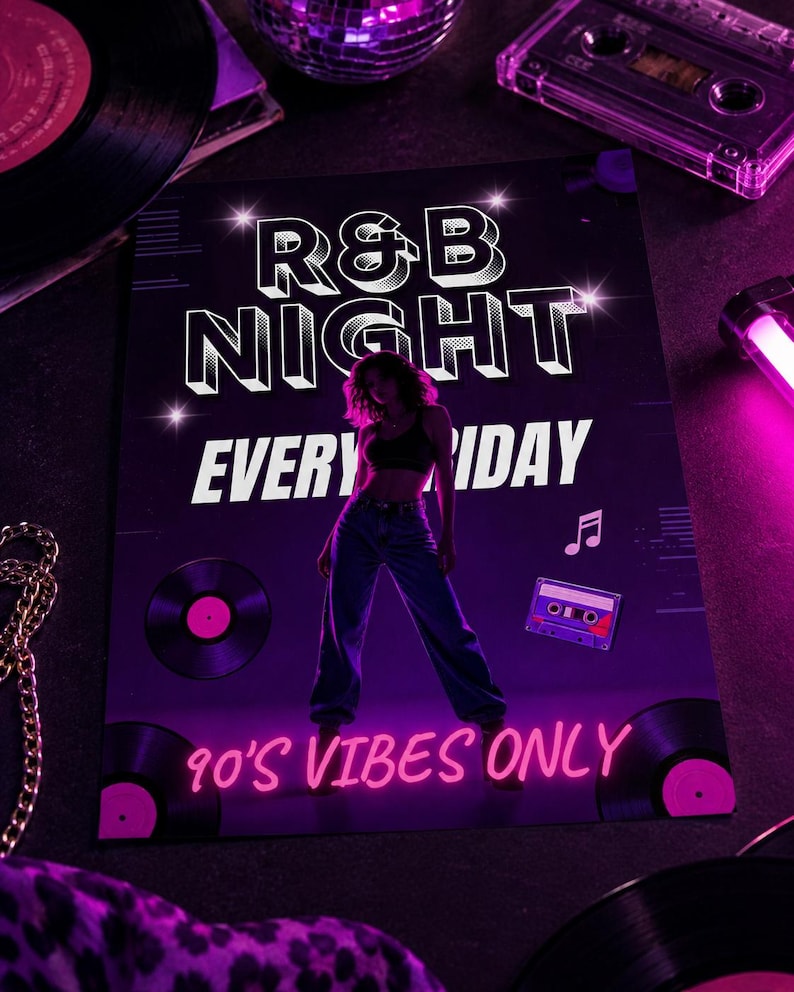 90s R&B Night Flyer Template, Throwback Party Event (digital Download ...
