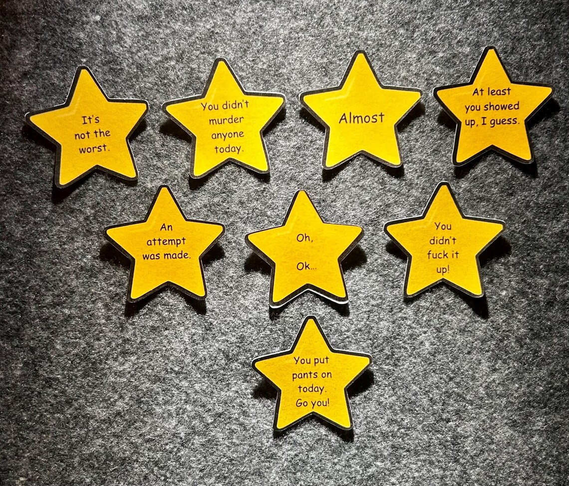 Passive Aggressive Gold Star Pack, Stickers, Funny, Dark Humor, Vinyl ...