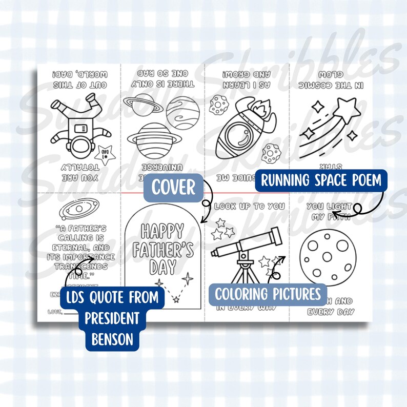 LDS Primary Father's Day Printable Space Booklet Coloring Craft Kids ...