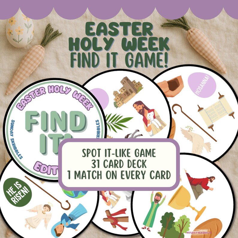 Holy Week Matching Game LDS Easter Story Find It Christian Easter Spot ...