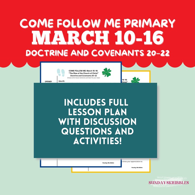 Primary March 10-16 Lesson Plan LDS Come Follow Me 2025 Doctrine and ...
