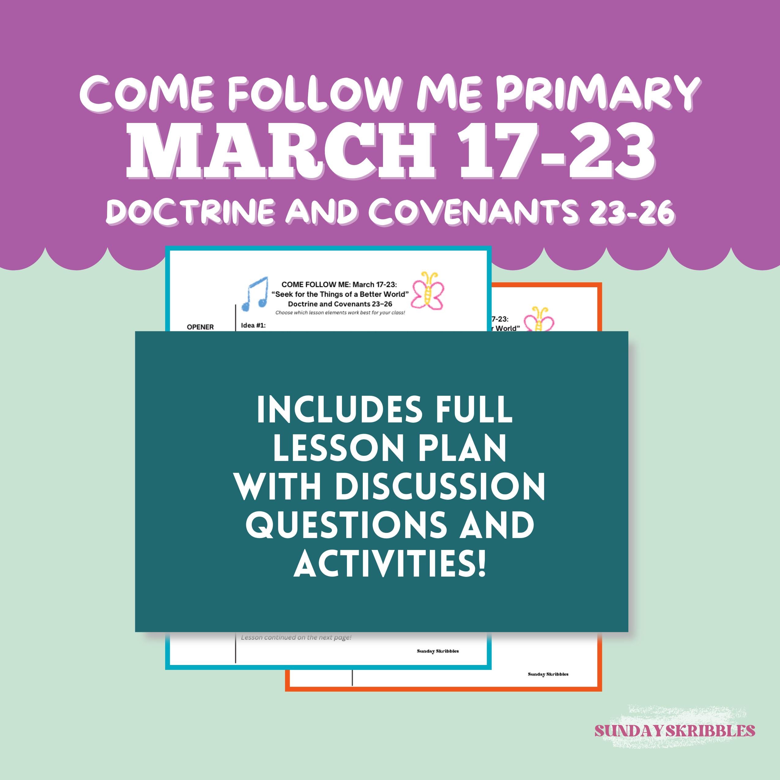 Primary March 17-23 Lesson Plan LDS Come Follow Me 2025 Doctrine and ...