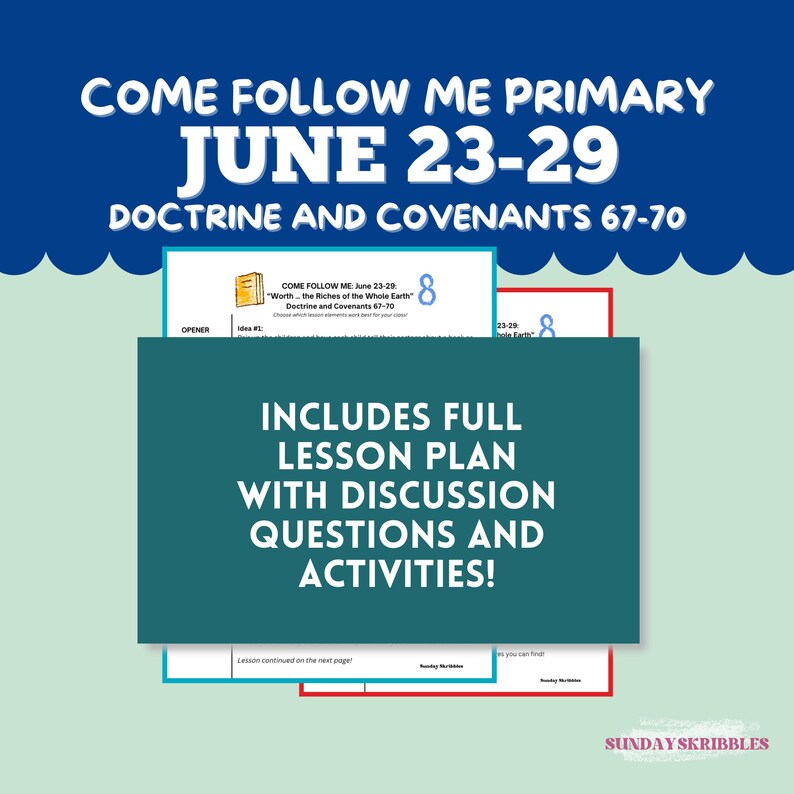 Primary June 23-29 Lesson Plan LDS Come Follow Me 2025 Doctrine and ...