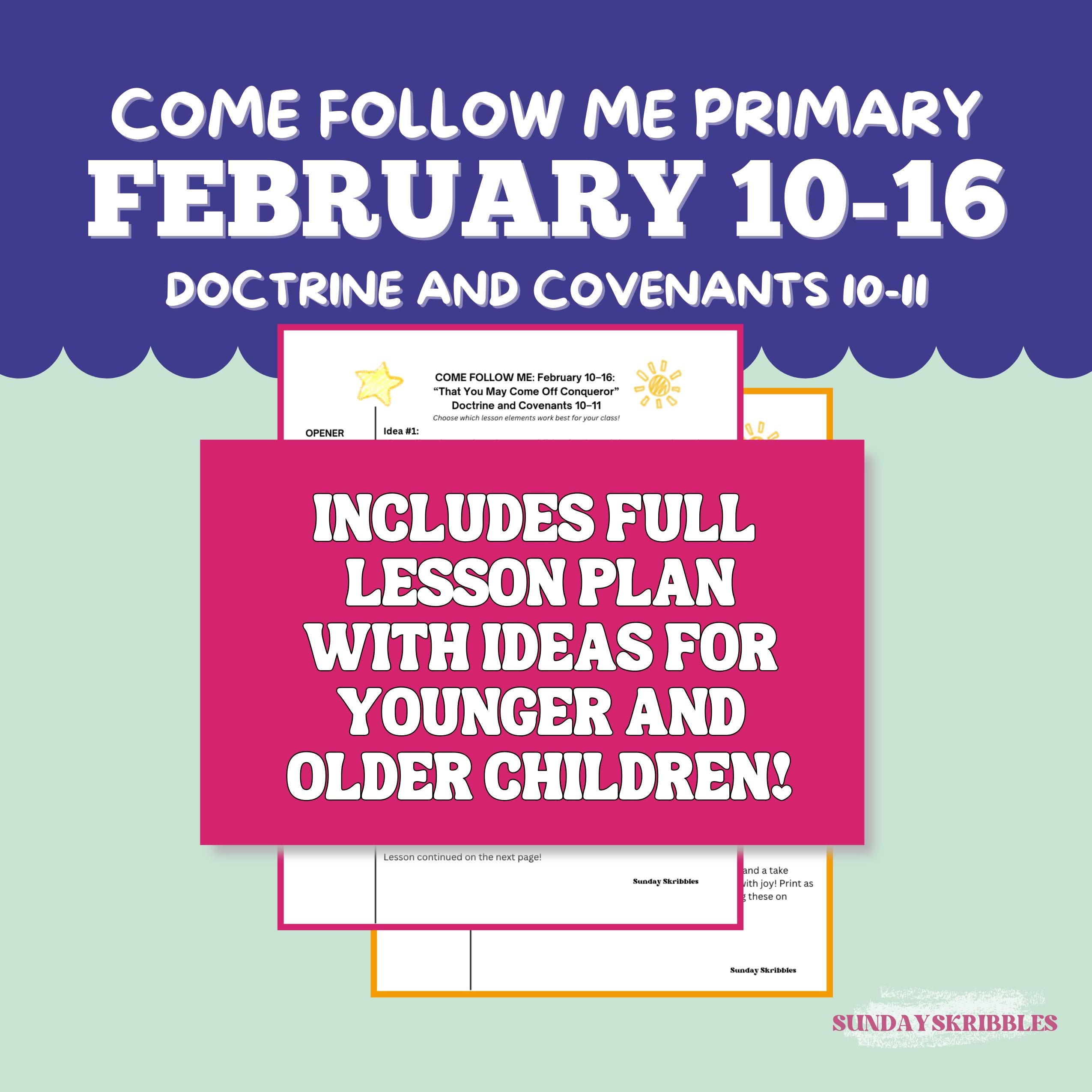 Primary February 10-16 Lesson Plan LDS Come Follow Me 2025 Doctrine and ...
