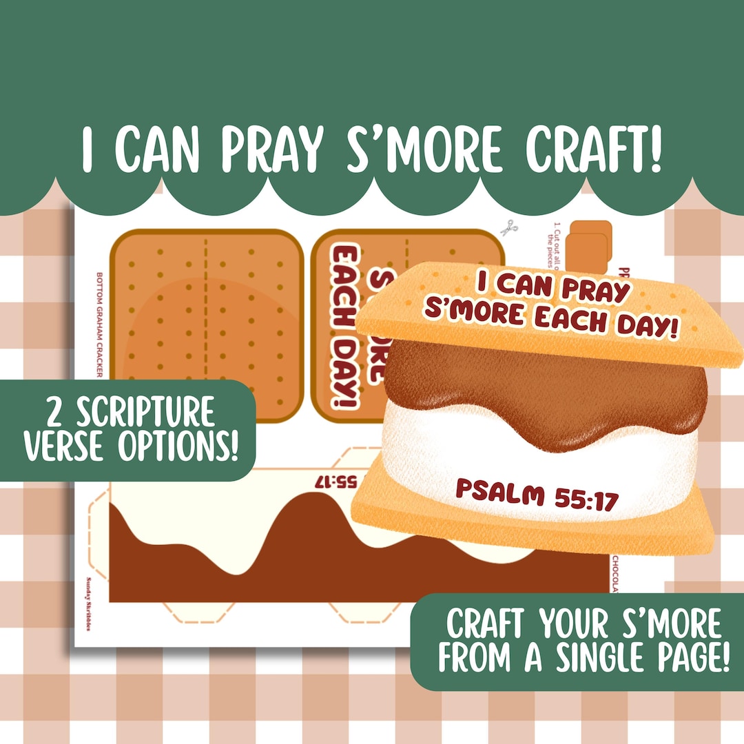 Prayer Craft Printable S'mores Activity for Children Pray More Craft ...