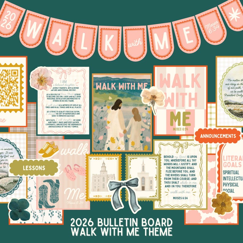 2026 Walk With Me Young Women Bulletin Board Kit Youth Theme Moses 6:34 ...