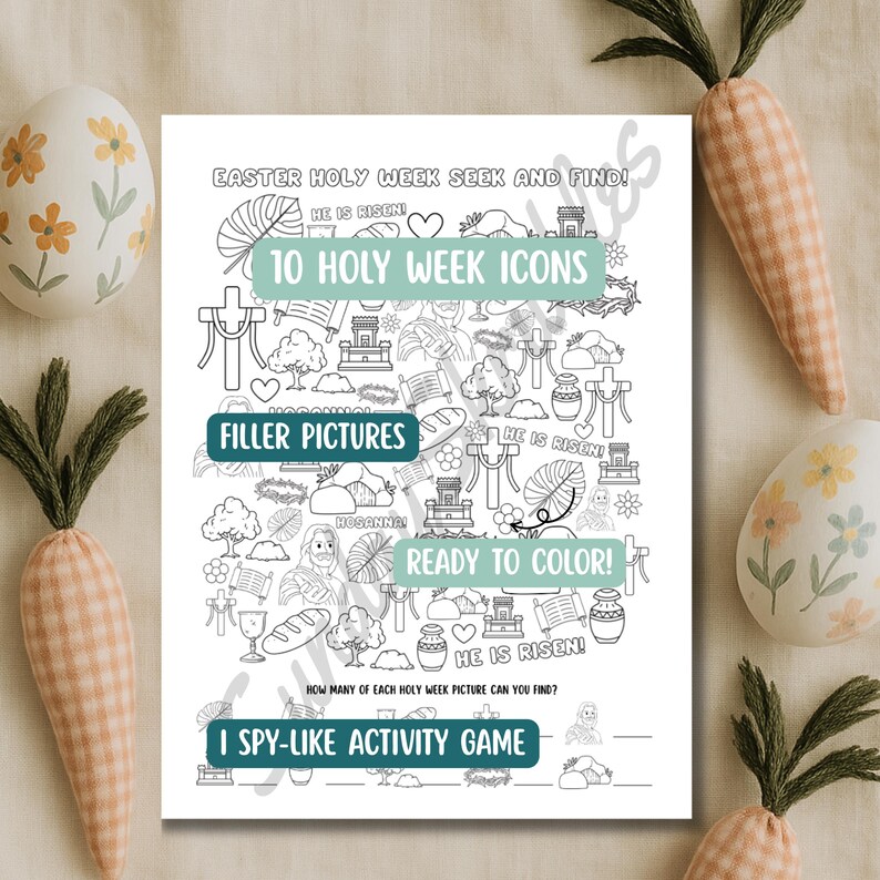Holy Week Printable Seek and Find Easter I Spy Like Coloring Activity ...