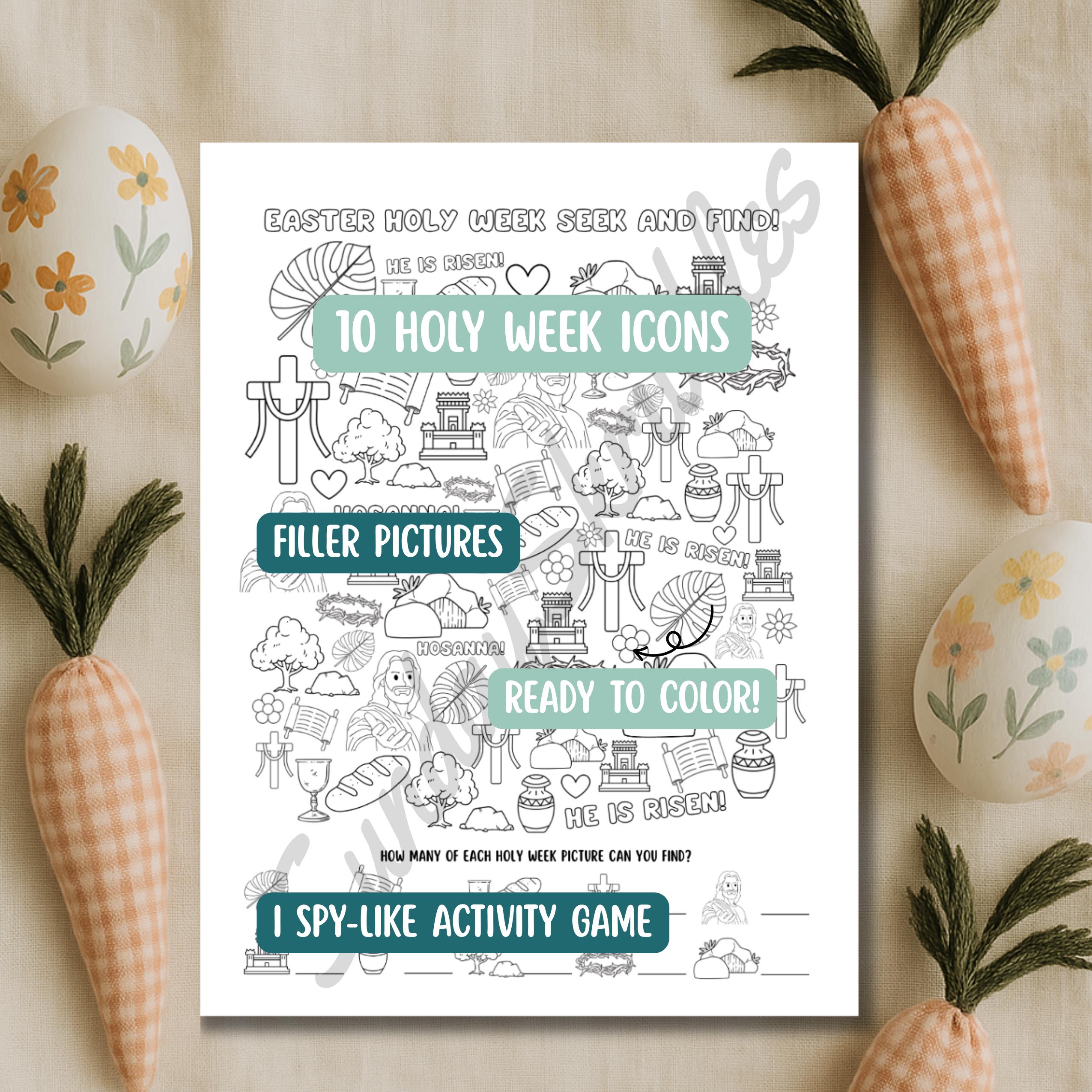 Holy Week Printable Seek and Find Easter I Spy Like Coloring Activity ...