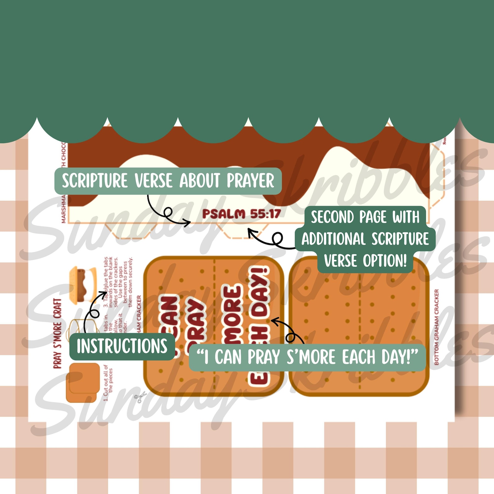 Prayer Craft Printable S'mores Activity for Children Pray More Craft ...