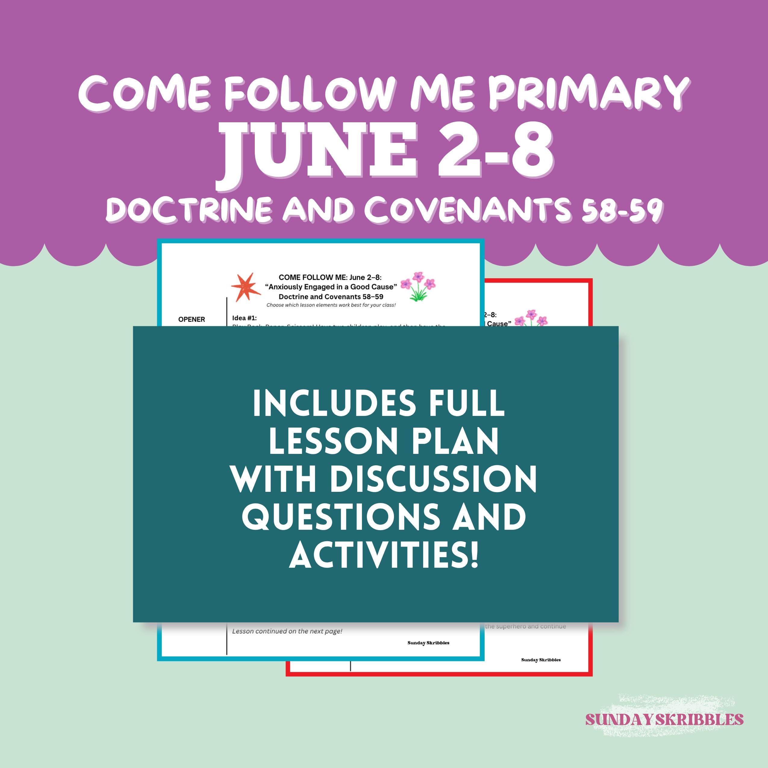 Primary June 2-8 Lesson Plan LDS Come Follow Me 2025 Doctrine and ...