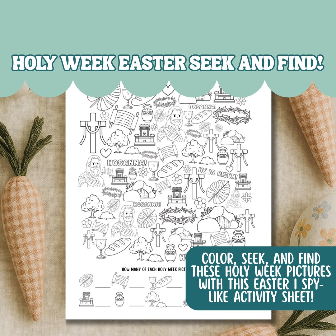 Holy Week Printable Seek and Find Easter I Spy Like Coloring Activity ...