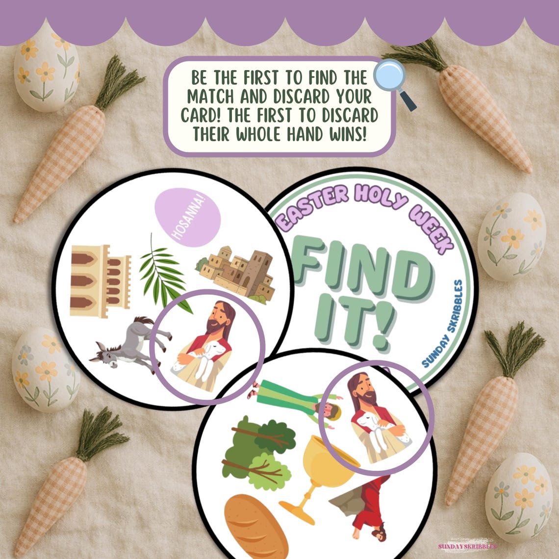 Holy Week Matching Game LDS Easter Story Find It Christian Easter Spot ...