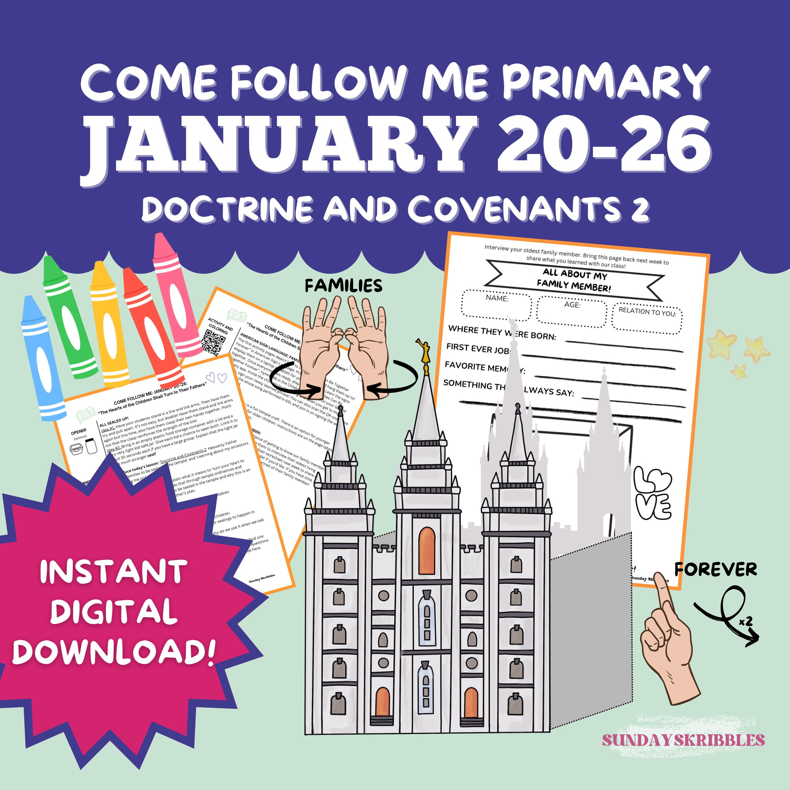 Primary January 20-26 LDS Come Follow Me Lesson Plan 2025 Doctrine and ...