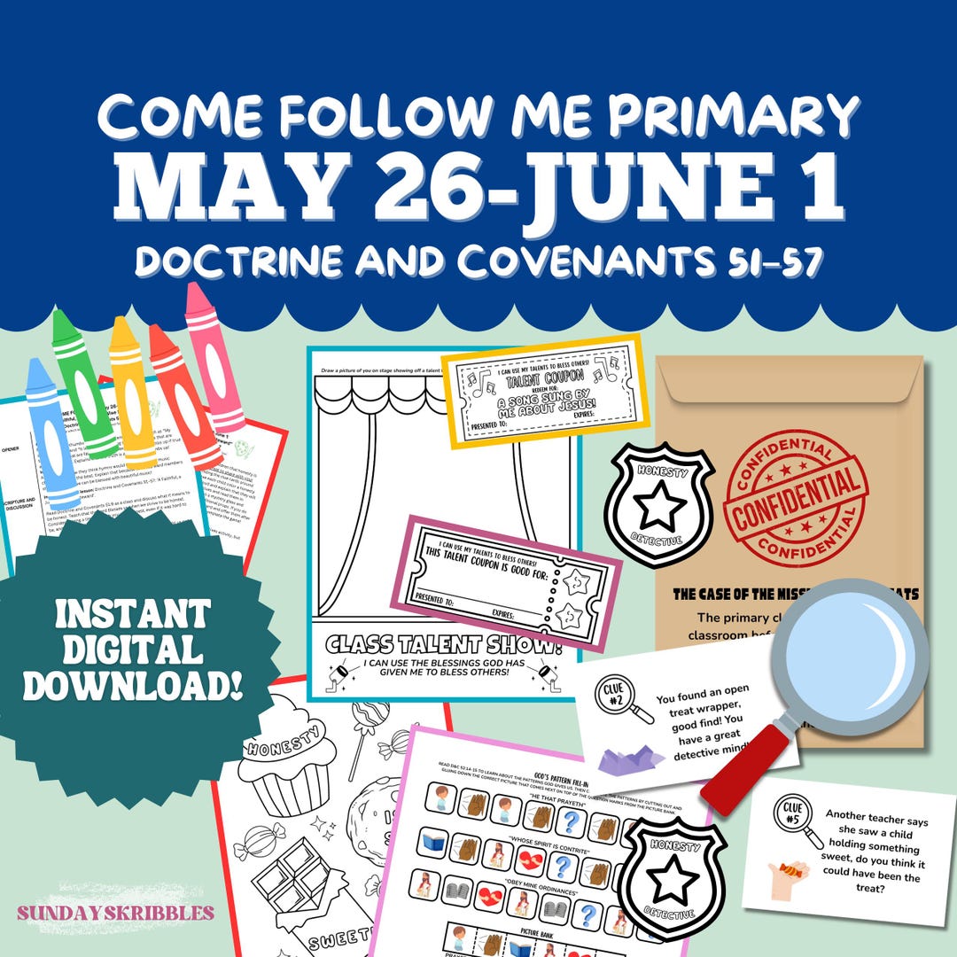 Primary May 26-june 1 Lesson Plan LDS Come Follow Me 2025 Doctrine and ...