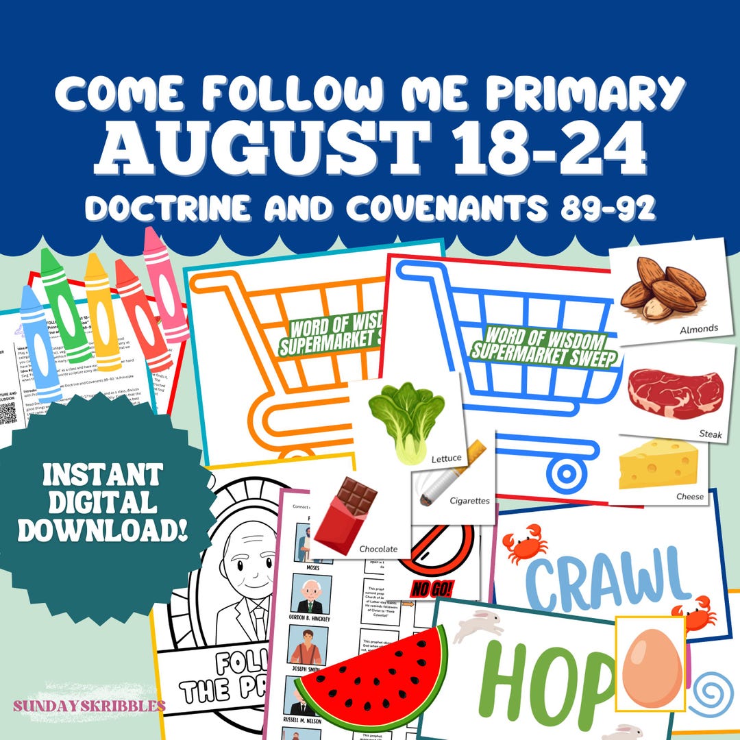 Primary August 18-24 Lesson Plan LDS Come Follow Me 2025 Doctrine and ...