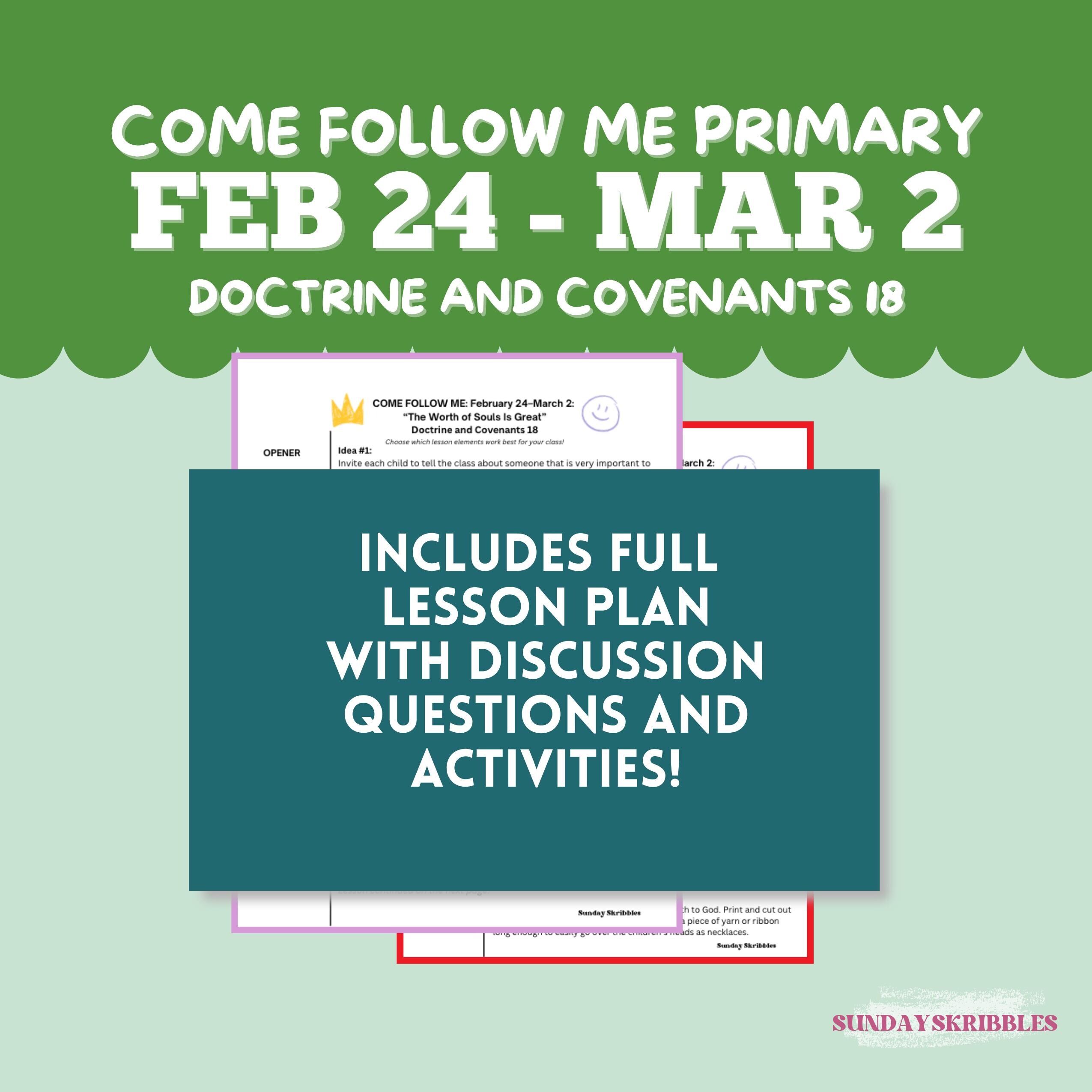Primary Feb 24 - March 2 Lesson Plan LDS Come Follow Me 2025 Doctrine ...