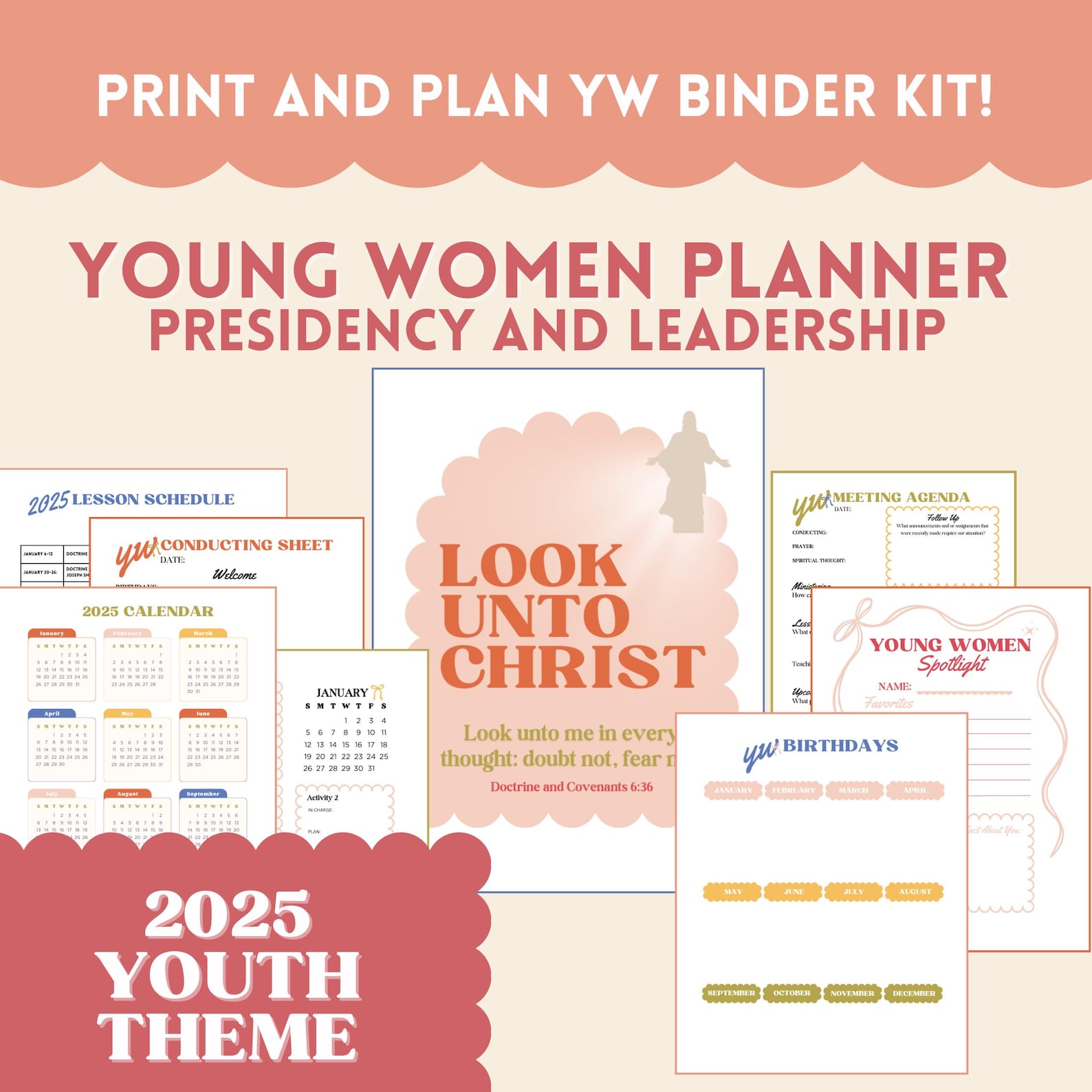 2025 LDS Young Women Planner Binder Presidency Leadership Look Unto ...