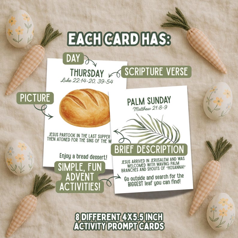 Holy Week Advent Cards Activity Easter Story Cards LDS Holy Week ...