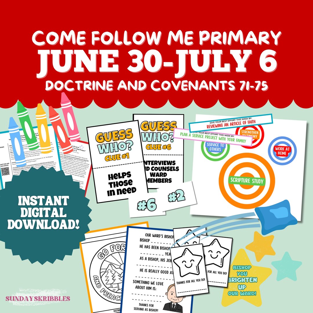 Primary June 30-july 6 Lesson Plan LDS Come Follow Me 2025 Doctrine and ...