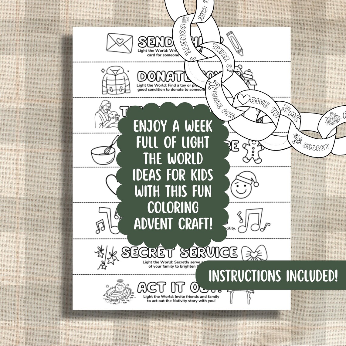 Light the World Printable Paper Chain Page LDS Christmas Primary ...