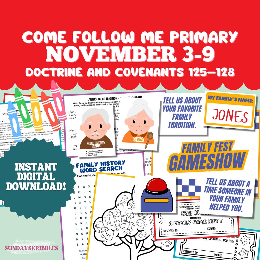 Primary November 3-9 Lesson Plan LDS Come Follow Me 2025 Doctrine and ...