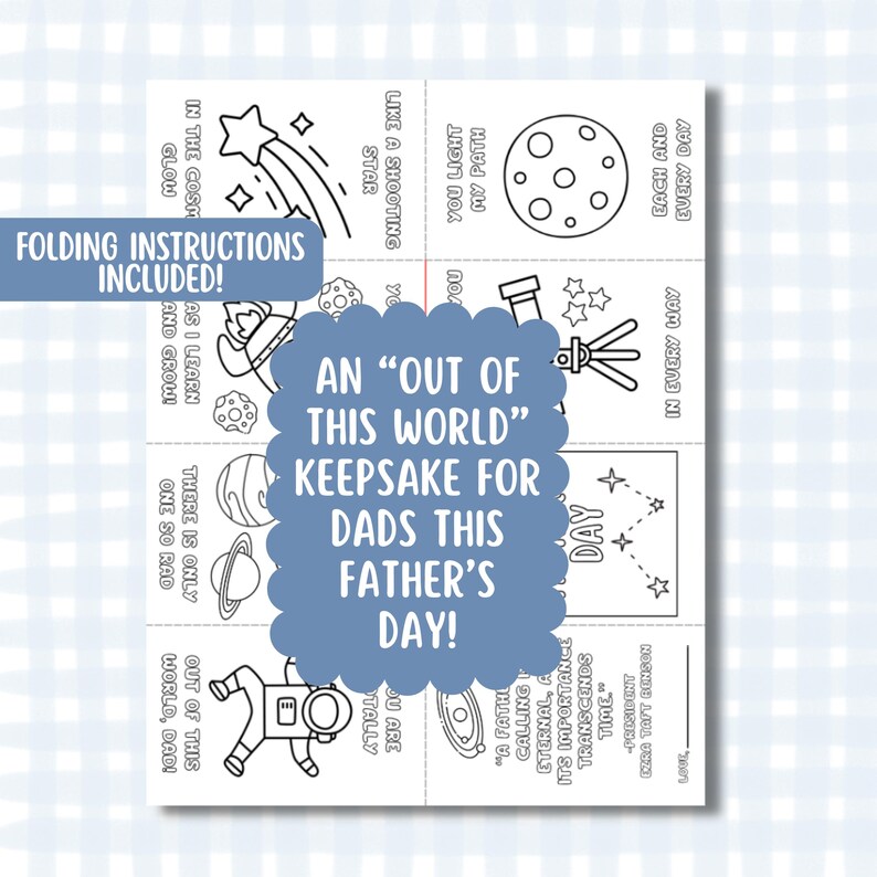 LDS Primary Father's Day Printable Space Booklet Coloring Craft Kids ...