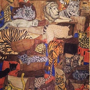 Big Cats Color Your Own Greeting Card Adult Coloring Card | Etsy