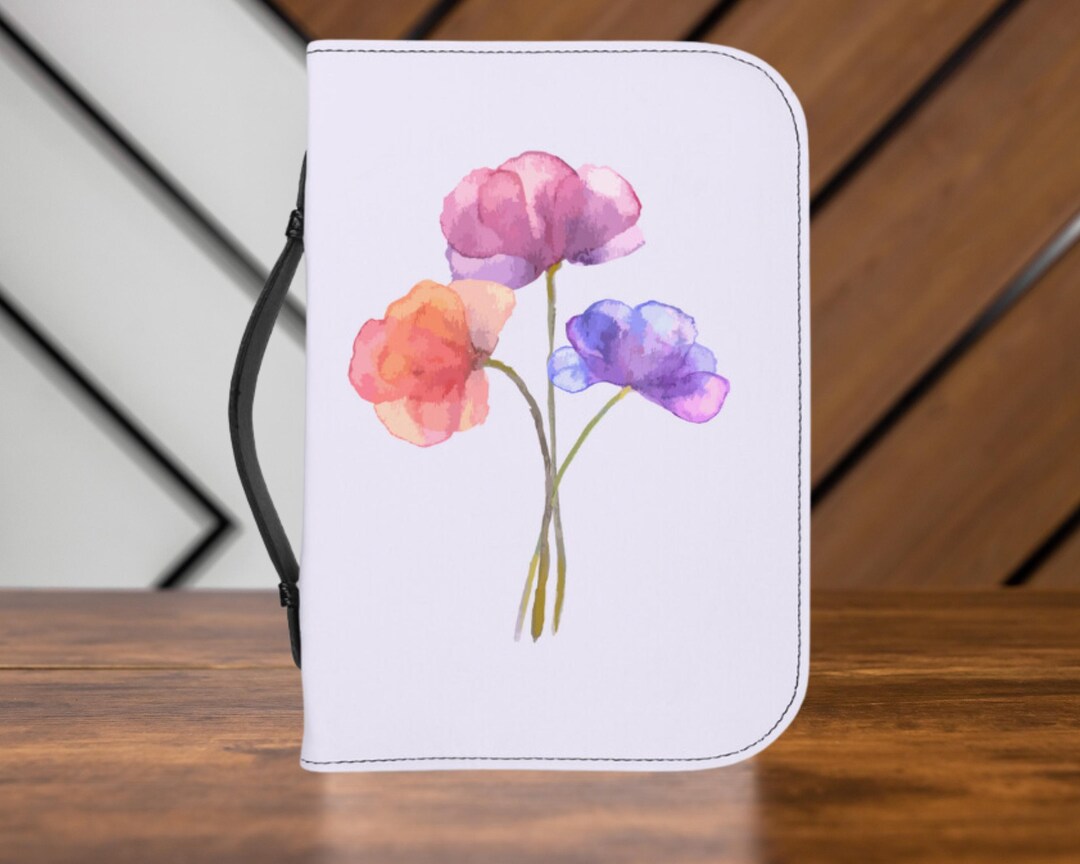 Purple Floral Feminine Bible Cover, Floral Bible Case, Religious Book ...