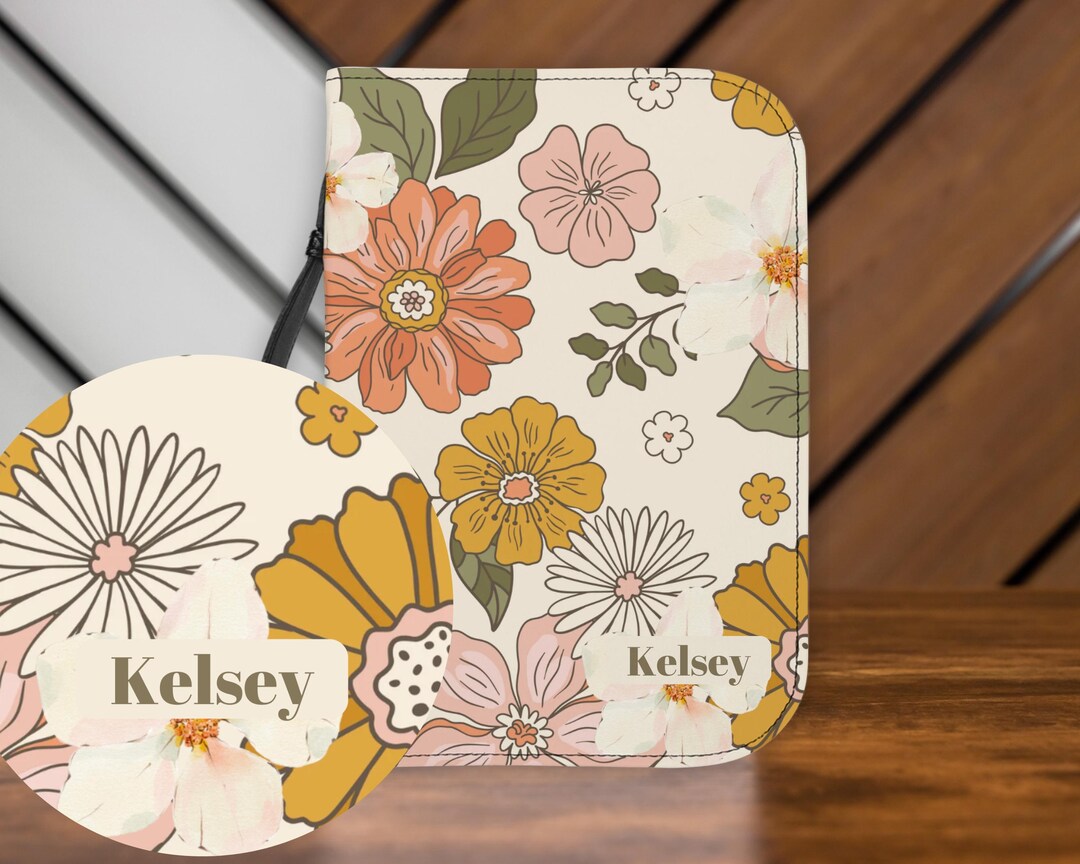 Personalizable Floral Bible Cover, Zipper Bible Cover, Floral Bible ...